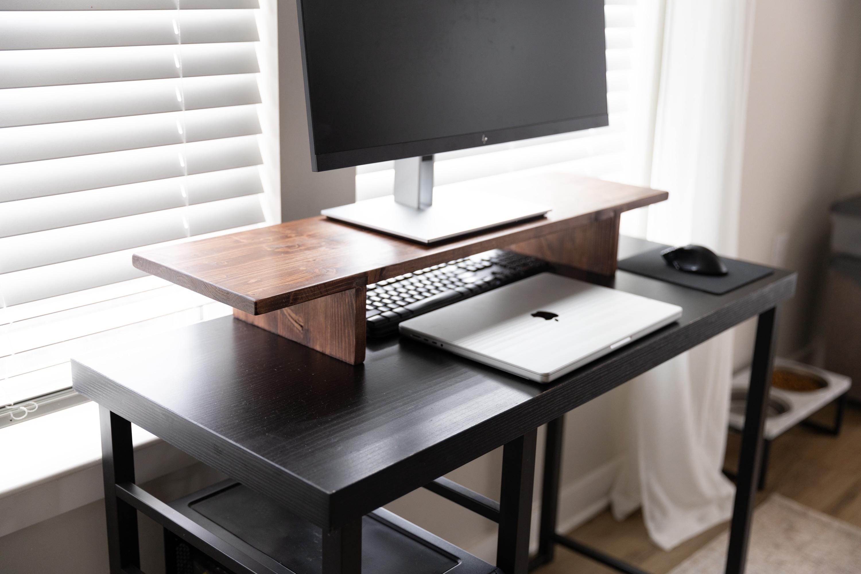 Monitor Riser / Handcrafted Wooden Desk Shelf / Wooden Dual Monitor ...