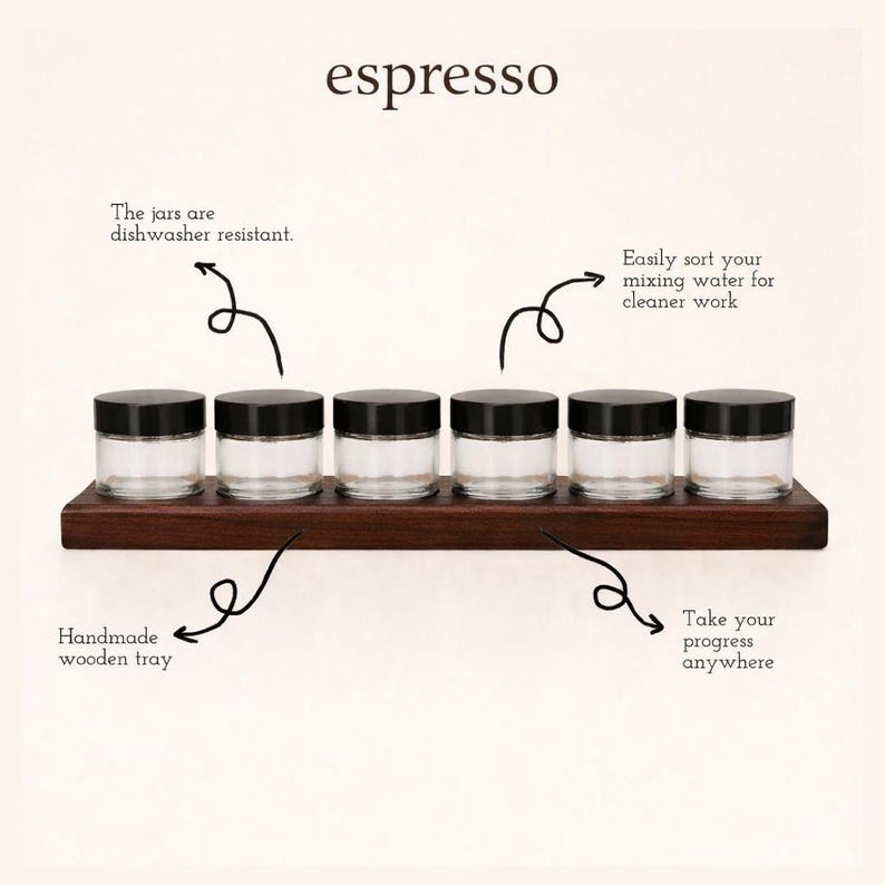 Wooden Paint Holder With Glass Jars - Handmade Paint Caddy for Artists ...