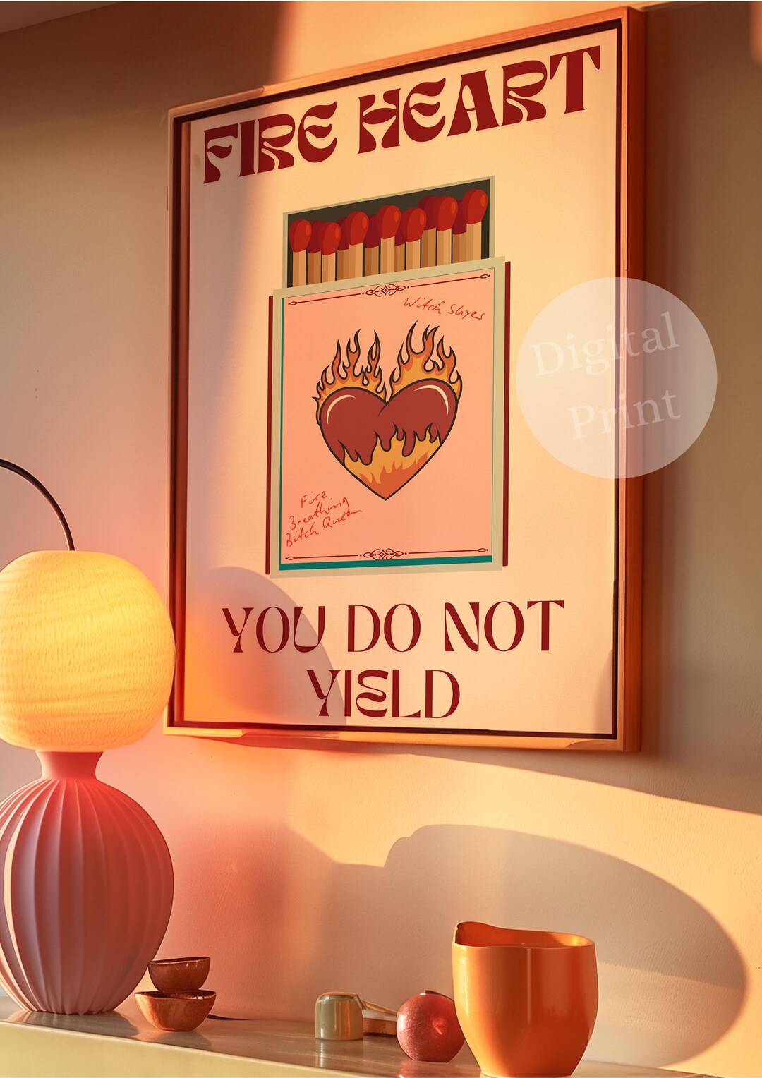 Fireheart Aelin Galathynius Throne of Glass Print Sarah J Mass Bookish ...