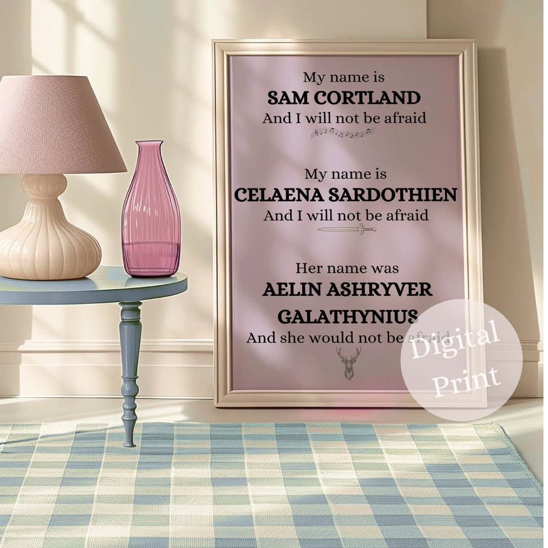 Sam and Celaena - I Am Not Afraid | Throne of Glass Print | Bookish ...