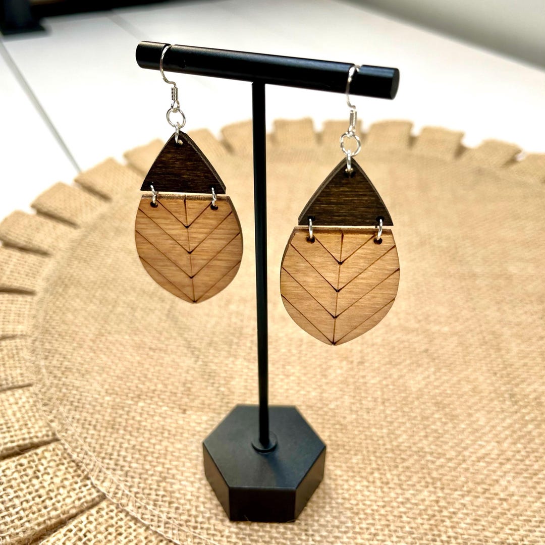 2 Tone Leaflet Earring - Etsy