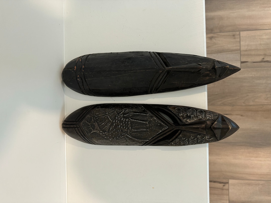Handcrafted Benin Twin Masks | Authentic Black Wooden Wall Art ...