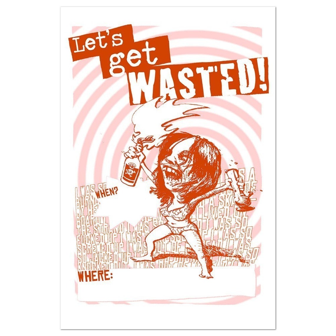 Lets Get Wasted Postcard - Etsy
