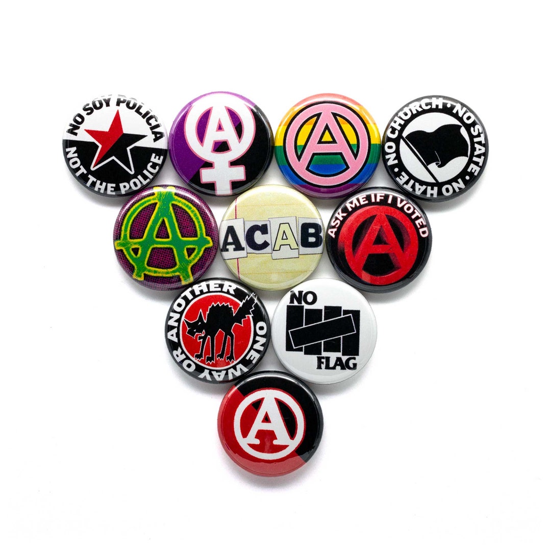 Anarchy Button Pack: 10 Pin Back Buttons or Magnets – 1 Inch - Free USA ...