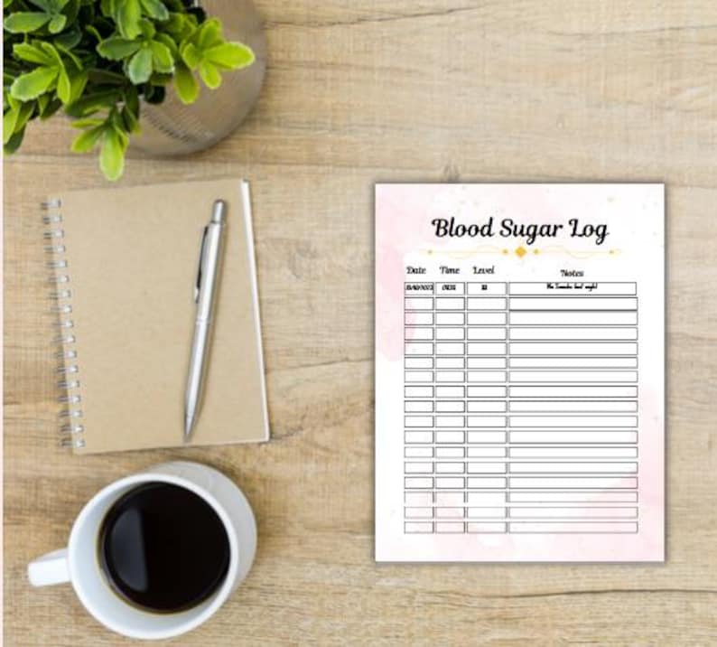 Blood Sugar Log Printable | Diabetes Tracker | Blood Glucose Monitoring ...