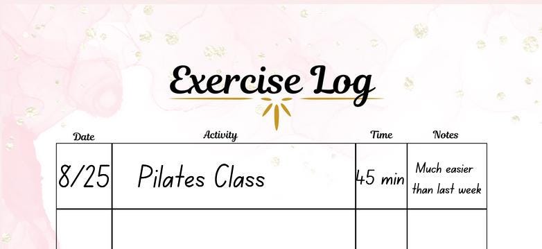 Printable & Digital Exercise Log | Fitness Journal Tracker | Workout ...
