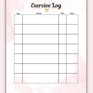 Printable & Digital Exercise Log | Fitness Journal Tracker | Workout ...