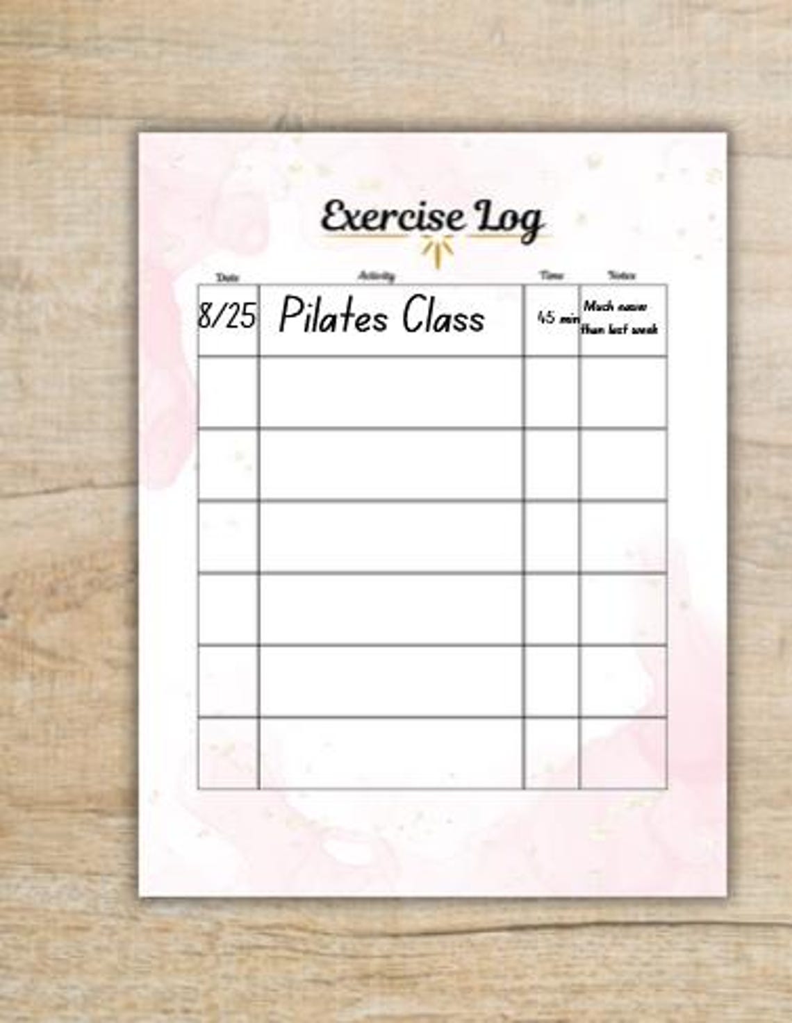 Printable & Digital Exercise Log | Fitness Journal Tracker | Workout ...