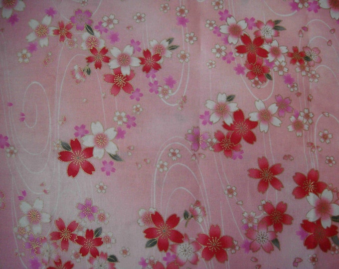 Beautiful Pink Traditional Japanese Kimono Design Cotton Fabric Pink ...