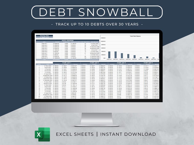 Debt Snowball Excel Spreadsheet, Debt Payoff Tracker, Debt Snowball ...