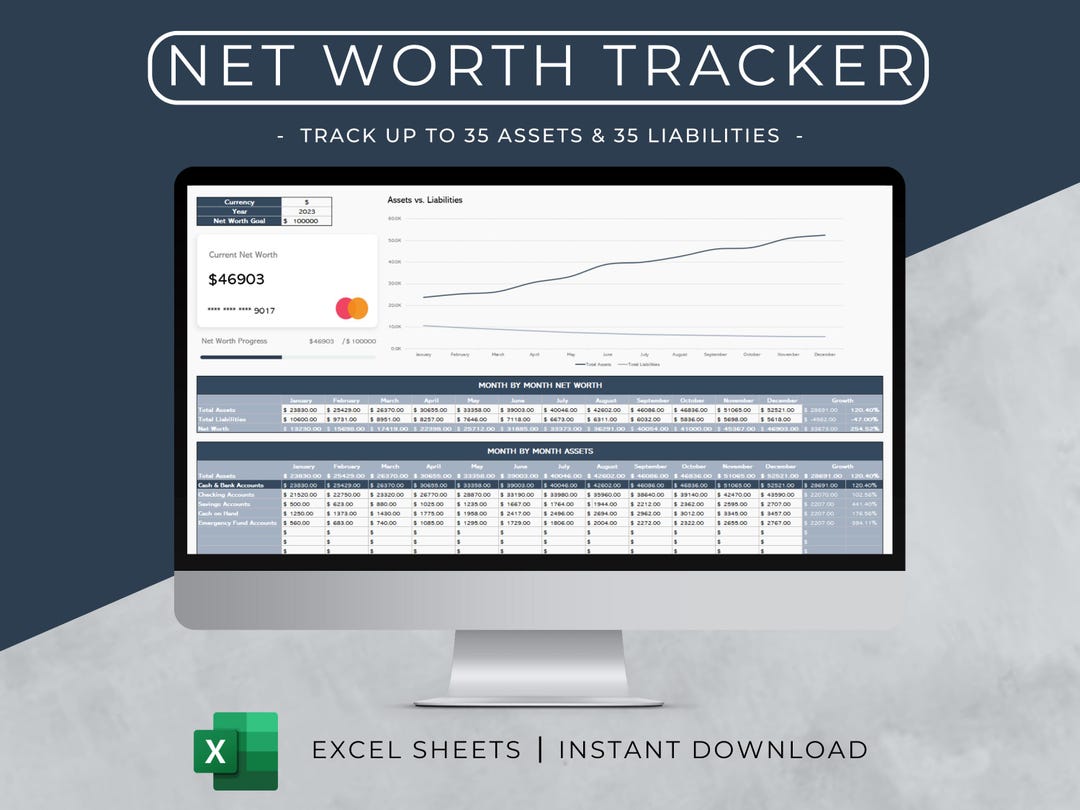 Net Worth Tracker Spreadsheet for Excel Sheets, Net Worth Calculator ...
