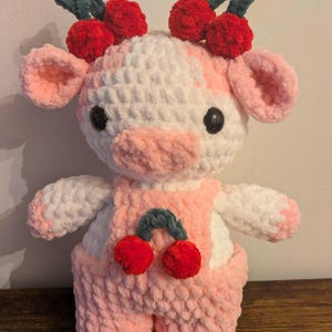Cherry Cow Plushie | Handmade Crochet Plush Toy | Cute Gift for Any ...