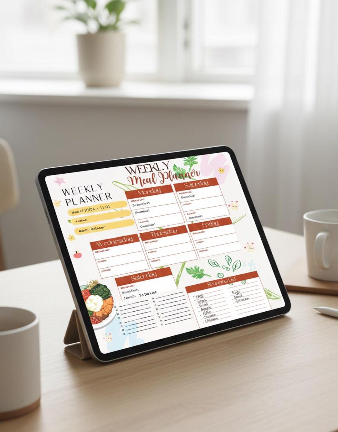 Weekly Meal Planner Printable PDF | A4 Letter Size Digital Meal Prep ...
