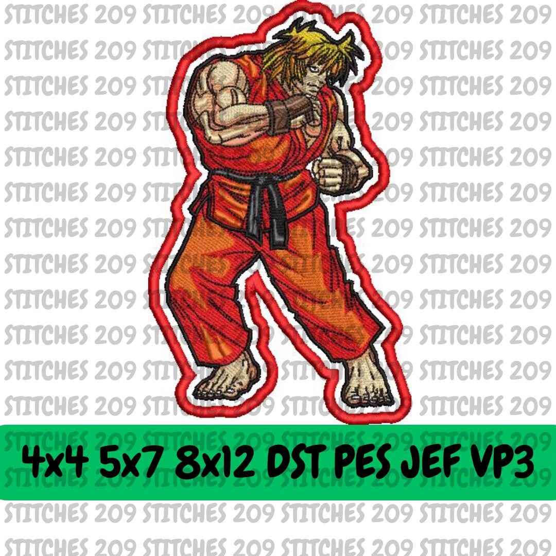 Custom Embroidery Design Files Patches/ Applique Video Game Fighter Red ...