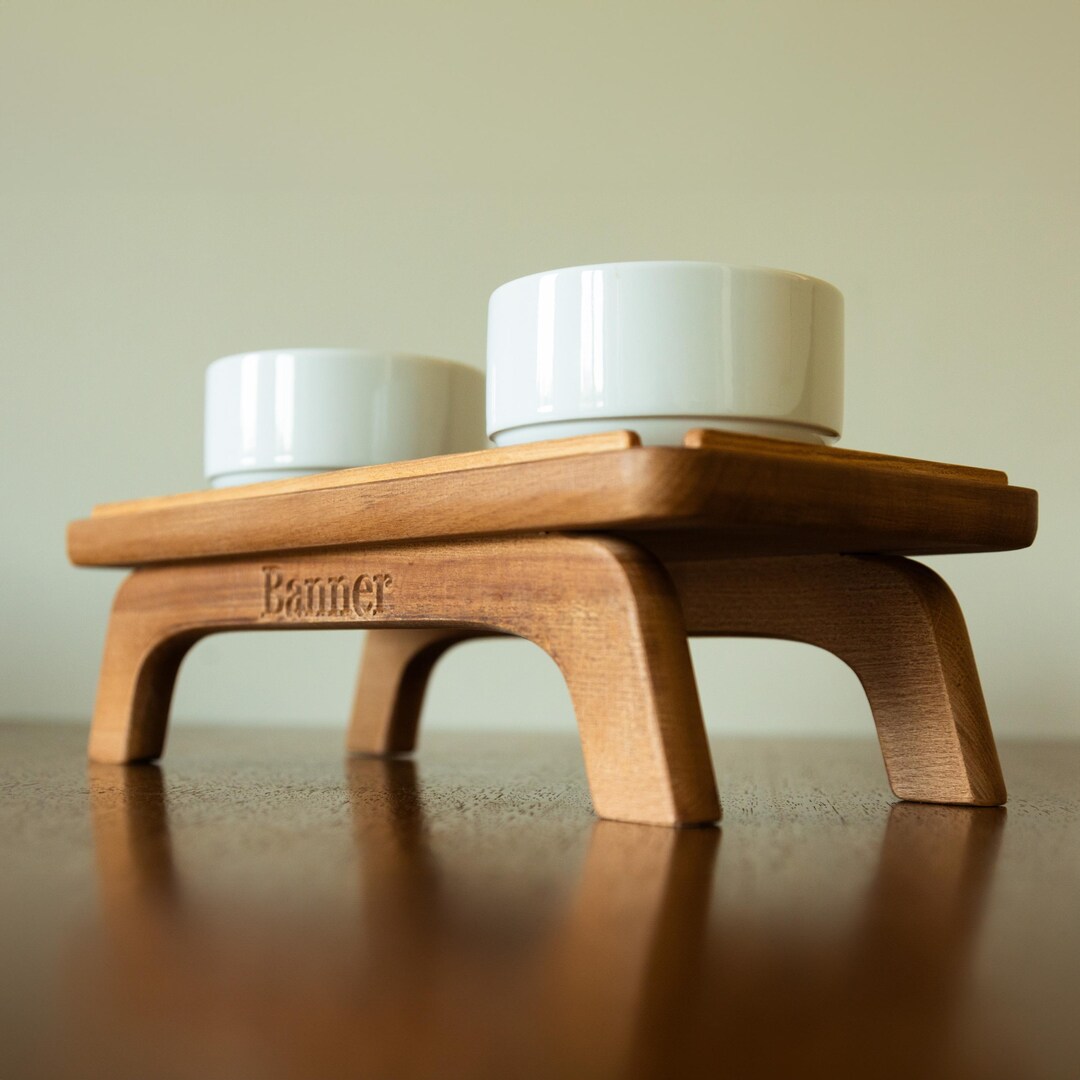 Pets Love This Handmade Solid Beech Wood Dog Feeder Stand Customizable ...