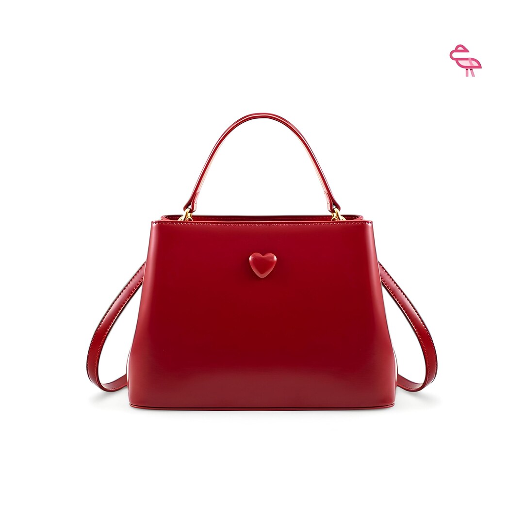 Luxury Red Heart Handle Bag | Elegant Minimalist Purse - Etsy