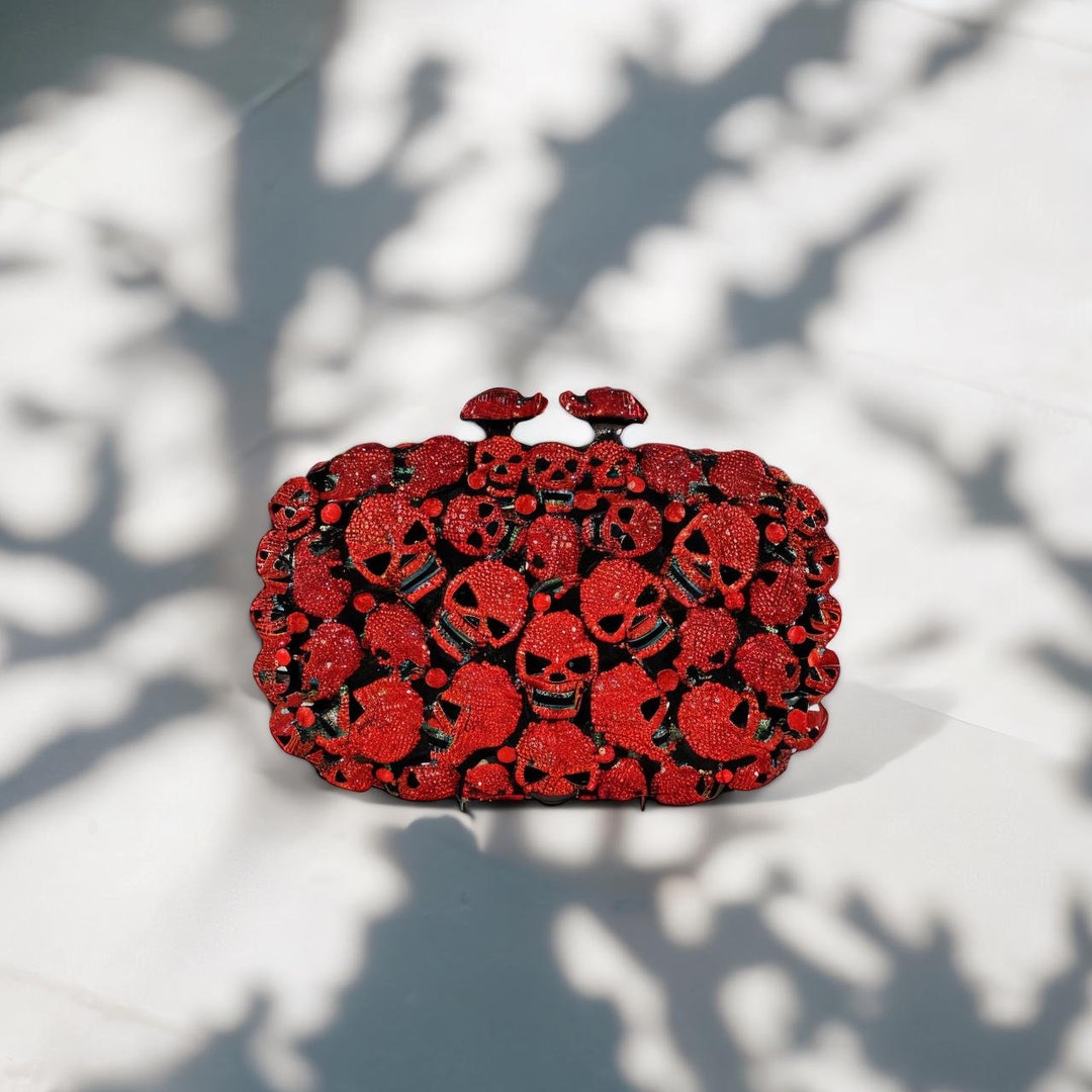 Luxury Ruby Skeleton Clutch Skull Evening Purse Gothic Skeleton Bag ...