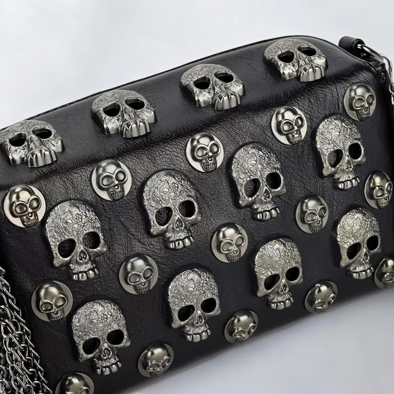 Gothic Skull Handbag | Embossed Skeleton Shoulder Purse | Luxury Skull ...