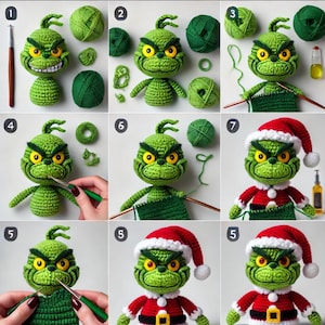 Grinch Crochet Pattern: Christmas Amigurumi Doll (PDF Tutorial) - Etsy