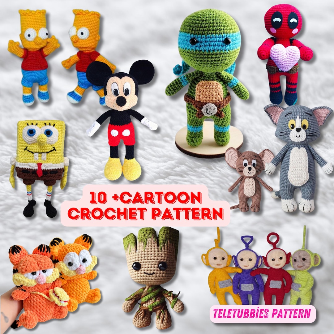 10 Cartoon Crochet Pattern, Easy Crochet, Best Selling Plushie, Groot ...