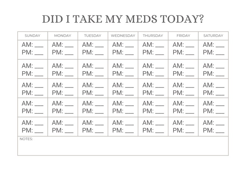 Med Medicine Reminder Calendar Check off List Loved Ones Monthly Month ...
