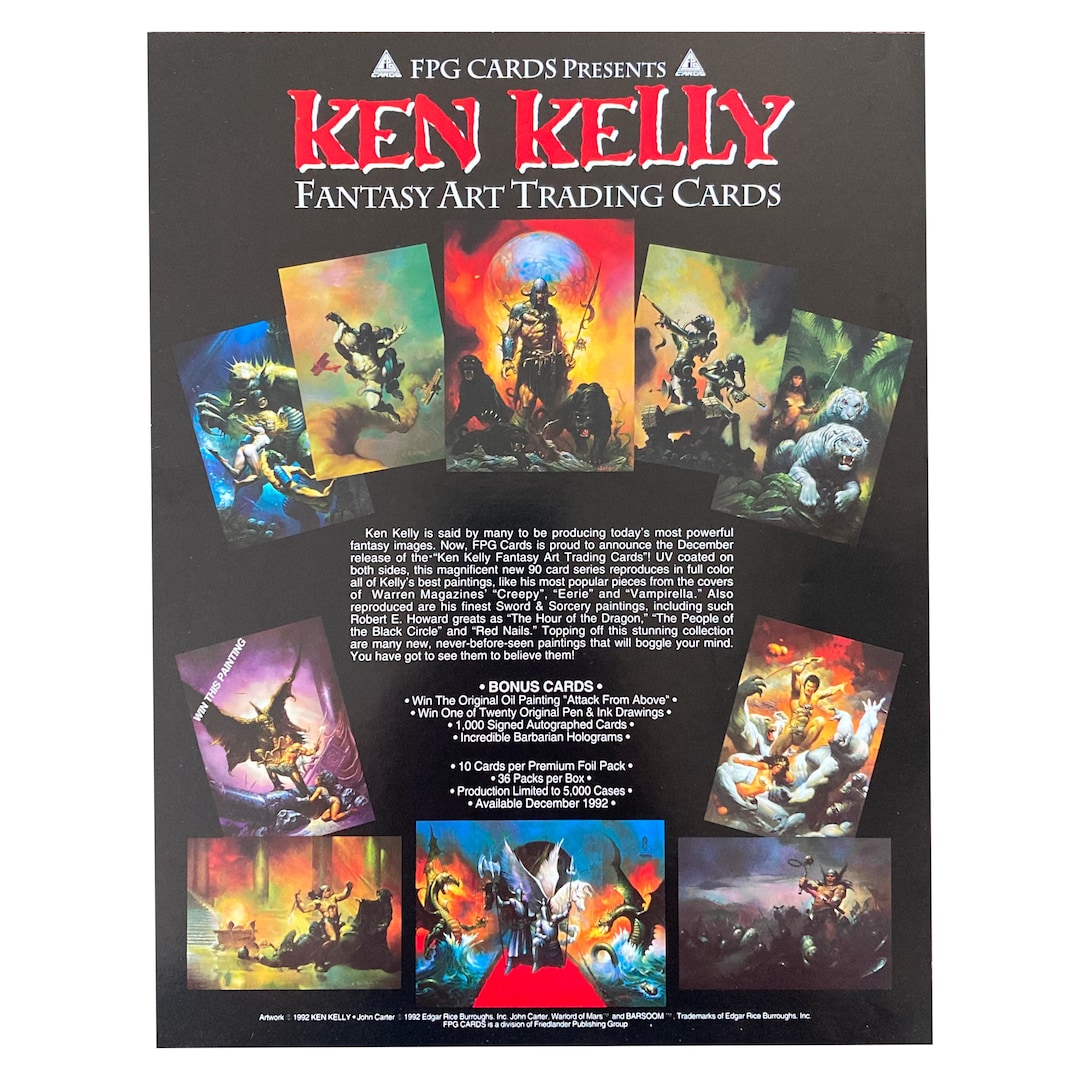 Ken Kelly Fantasy Art Trading Card Promo Sheet. 8.5" X 11" Sheet in ...