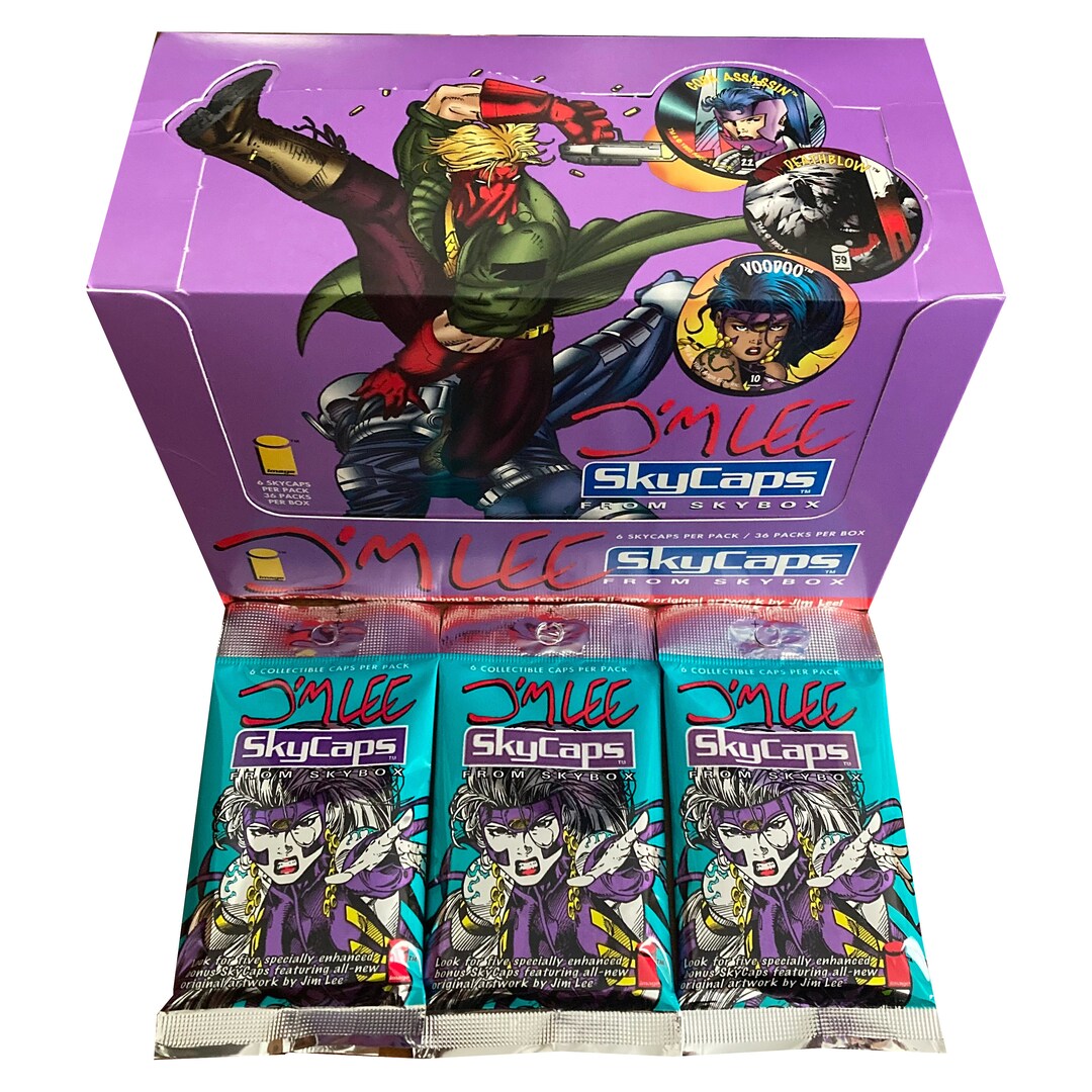 3 Packs of Jim Lee Skycaps Vintage Pogs. 6 Milk Caps per Pack. Released ...