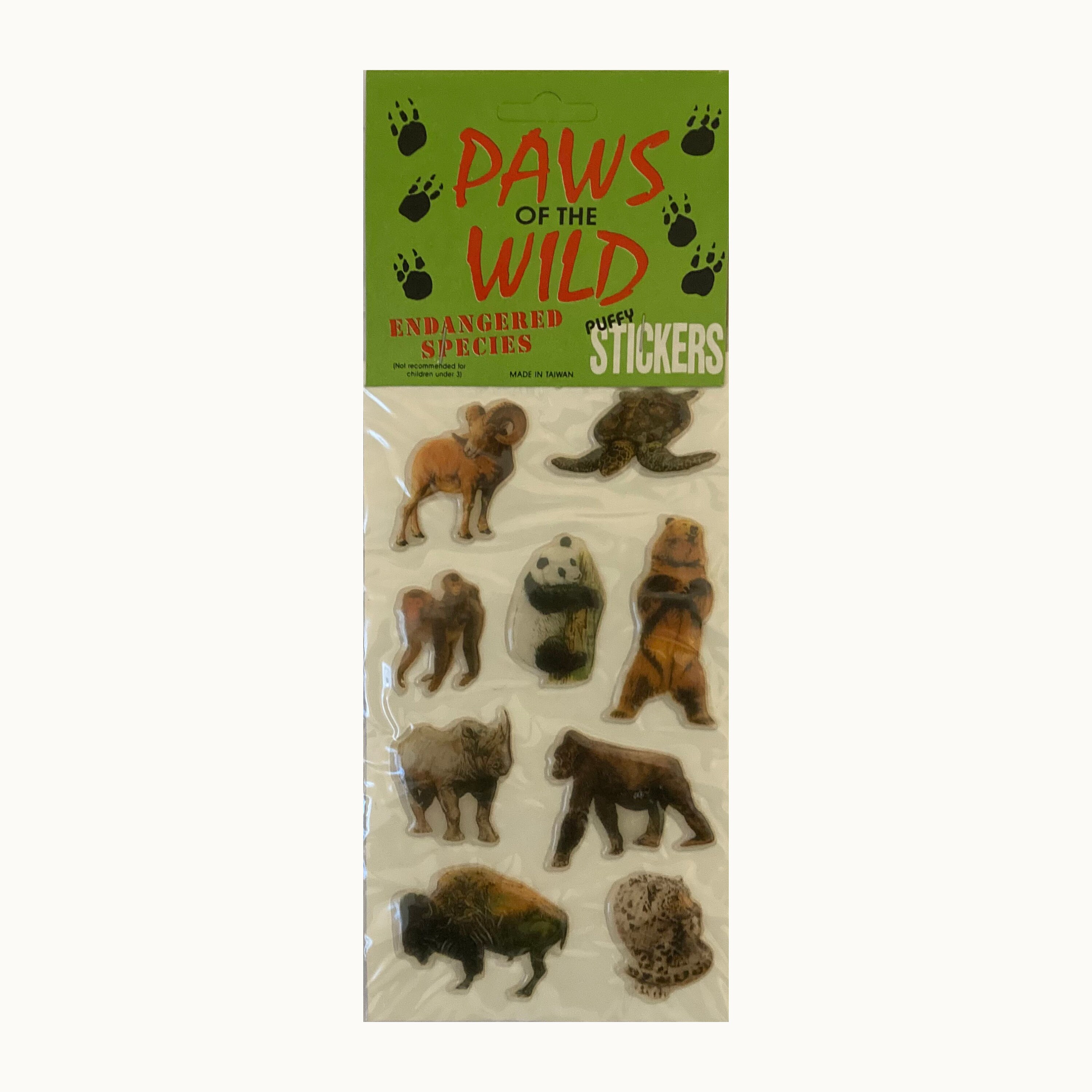 Paws of the Wild Vintage Puffy Stickers. One Package of 9 Amazing ...