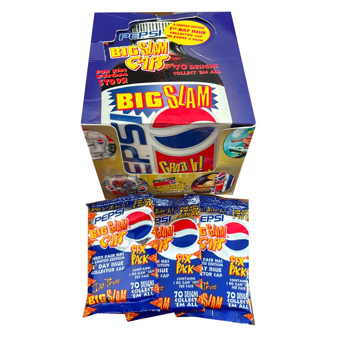 3 Packs of Pepsi Big Slam Vintage Pogs. 6 Milk Caps per Pack. First Day ...