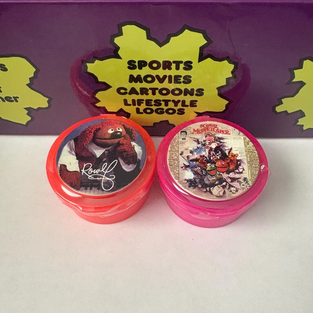 2 Containers of Vintage Muppets Pogs. 5 Milk Caps + 1 Slammer + 1 Bonus ...