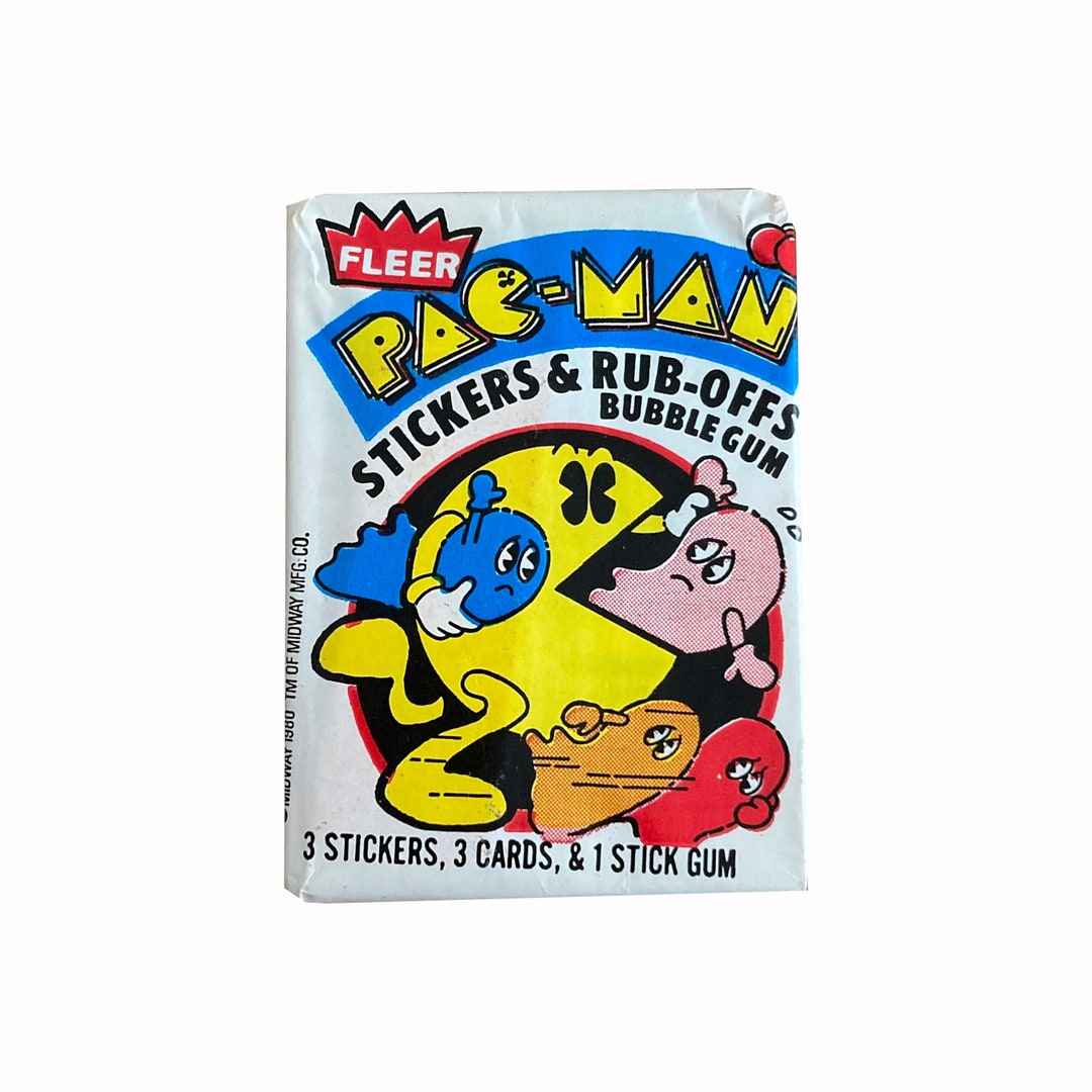 Pac-man Vintage Wax Pack. 3 Rub-off Game Cards + 3 Stickers per Pack ...