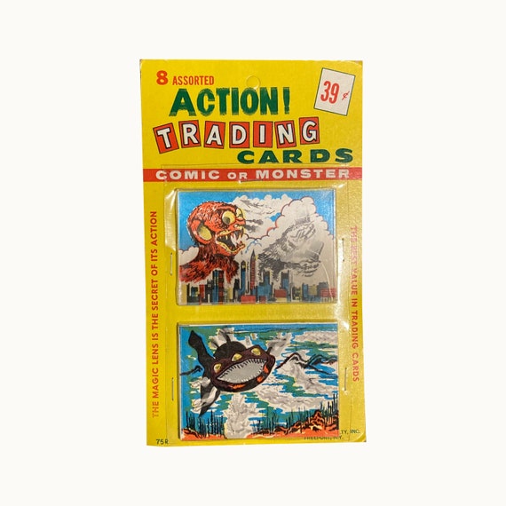 Action Trading Cards. Comic or Monster. 8 Assorted Cards in - Etsy