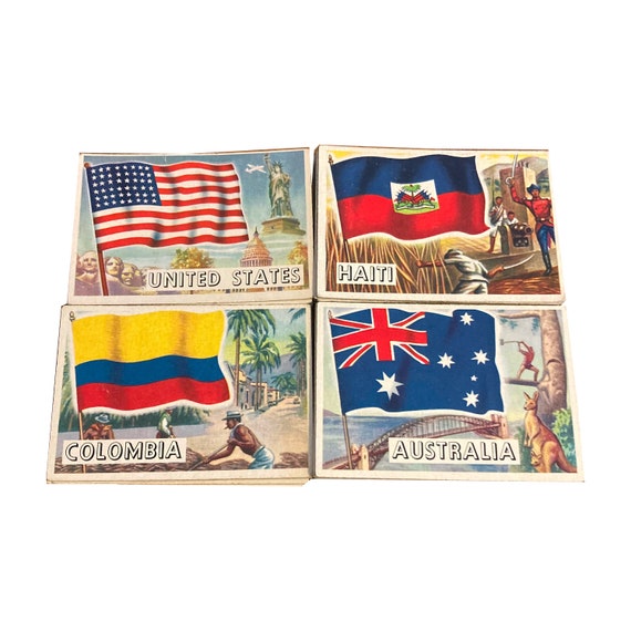 Flags Of the World lot of 75 vintage trading cards in… - Gem