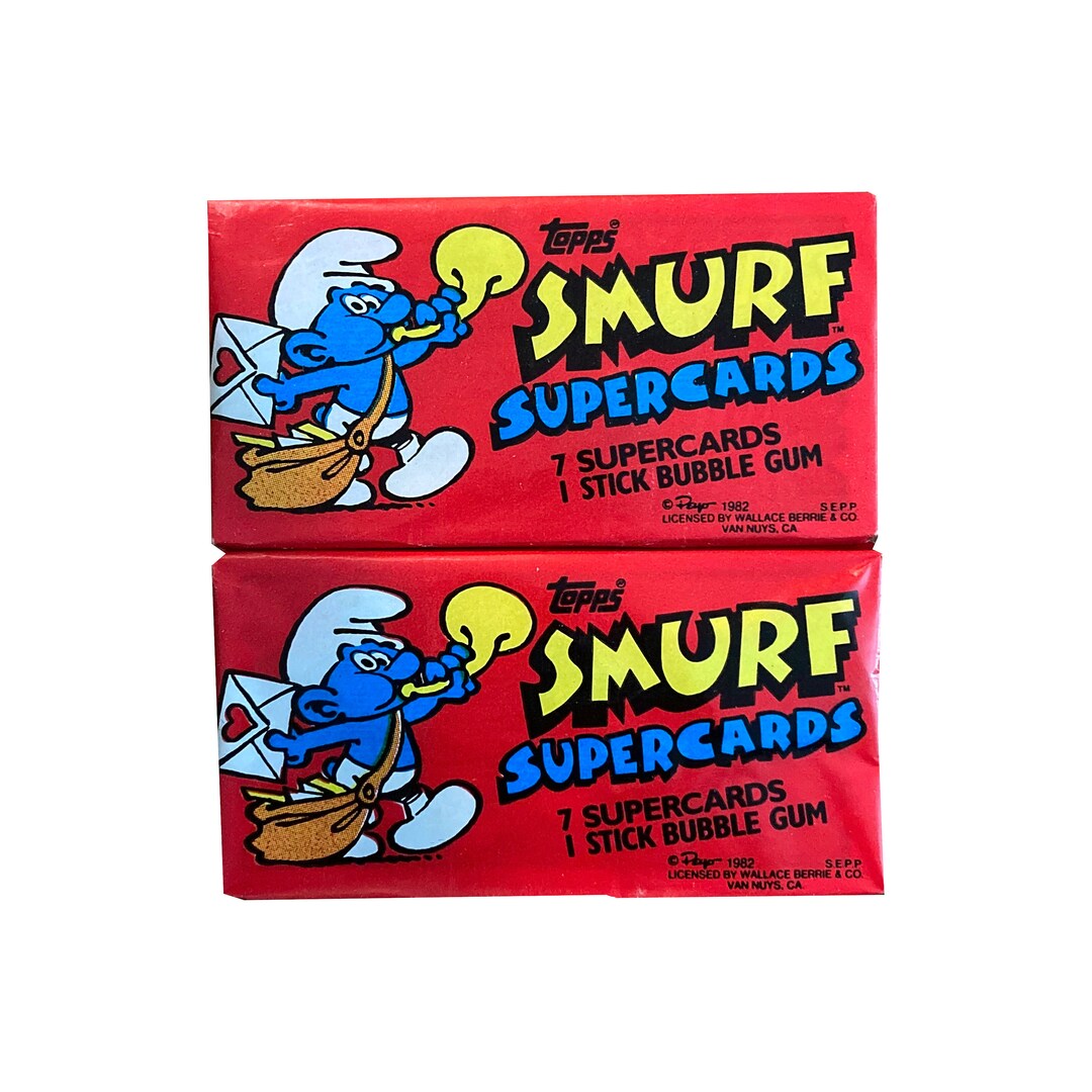 2 Packs of Smurf Supercards Vintage Trading Cards. 7 Cards per Pack ...