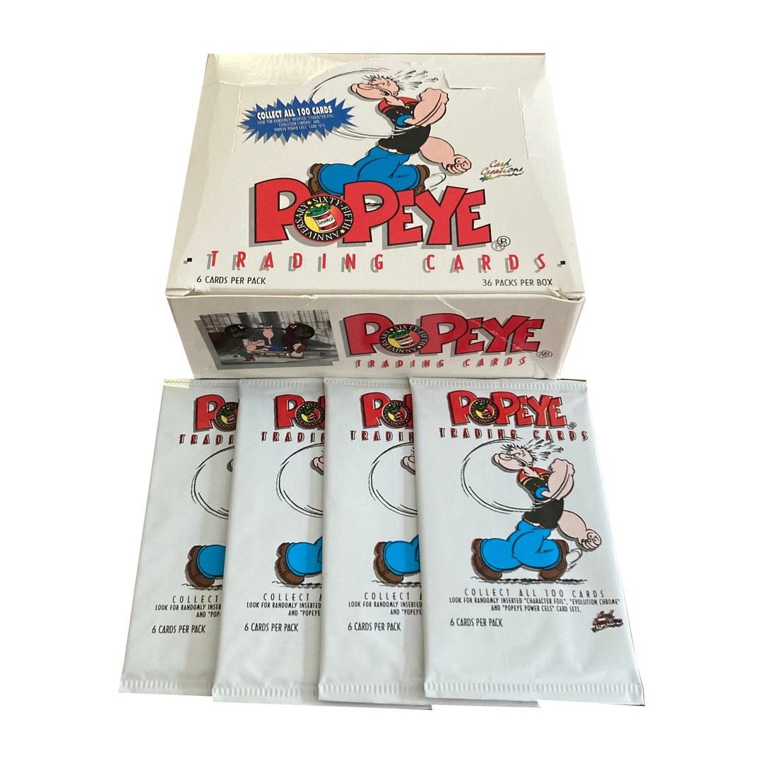 4 Packs of Popeye Vintage Trading Cards. 6 Cards per Pack. Randomly Inserted Chase Cards. Card ...