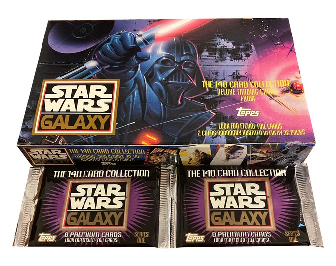 2 Packs of Star Wars Galaxy Series 1 Vintage Deluxe Trading Cards. 8 ...