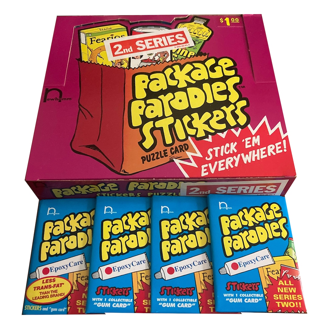 4 Packs of Package Parodies 2nd Series Vintage Puzzle Cards + Stickers ...
