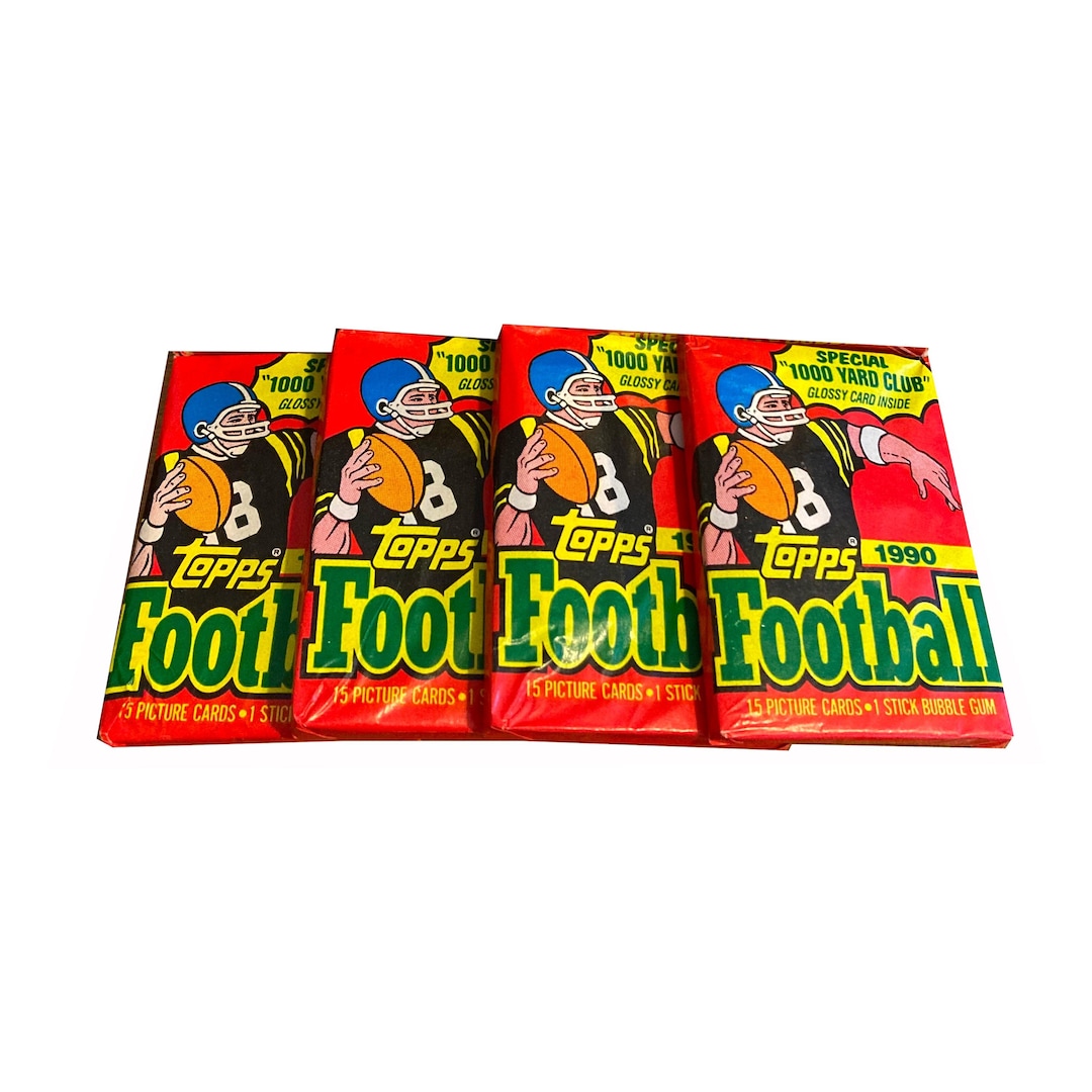 4 Packs Of 1990 Topps Football Cards. 15 Cards Per Vintage Wax Pack