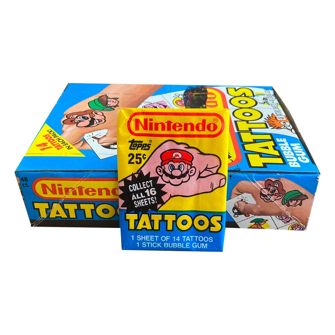 Nintendo Tattoos Vintage Wax Pack. 1 Sheet of 14 Tattoos. Collect All ...