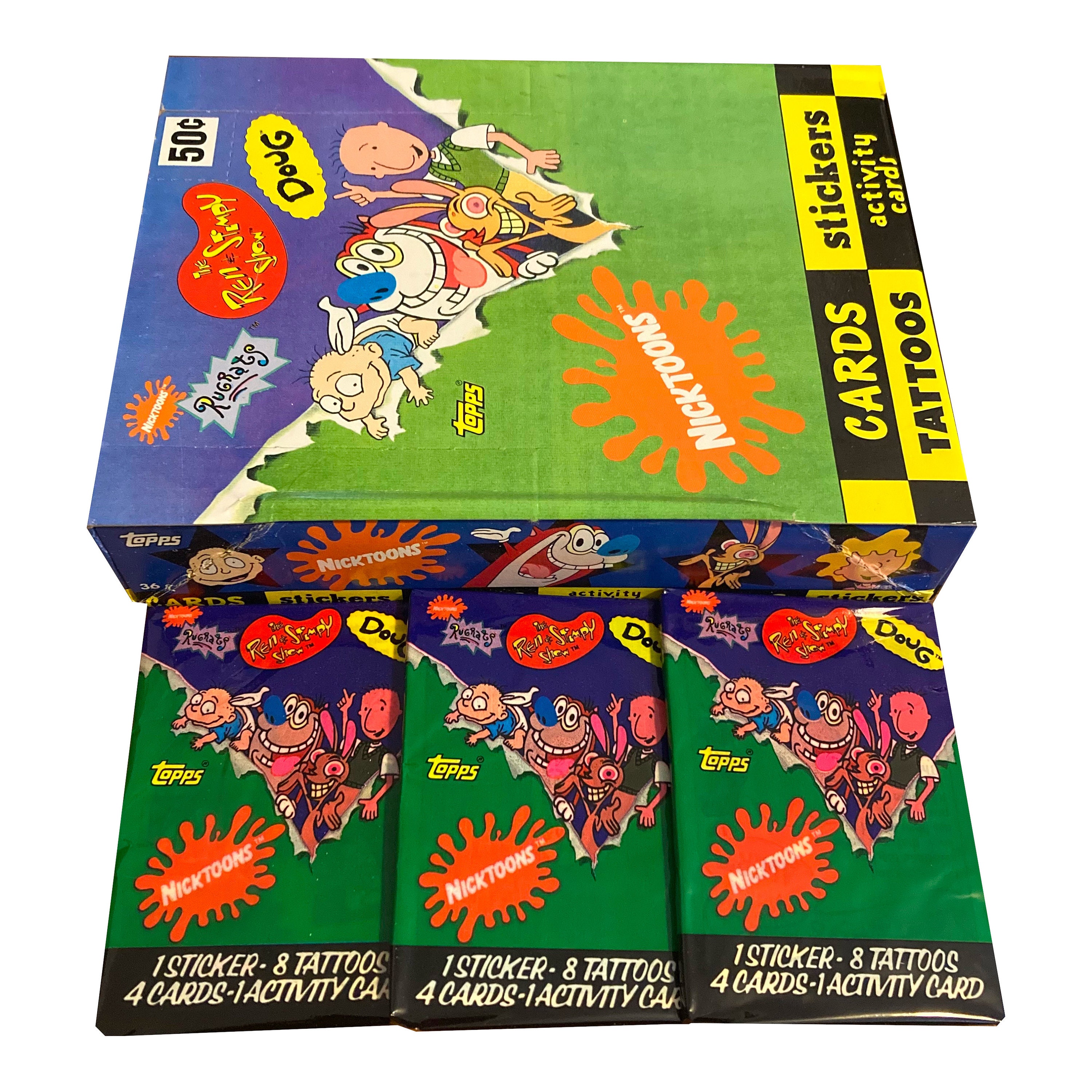 3 Packs of Nicktoons Vintage Trading Cards. 1 Sticker 8 Tattoos 4 Cards ...