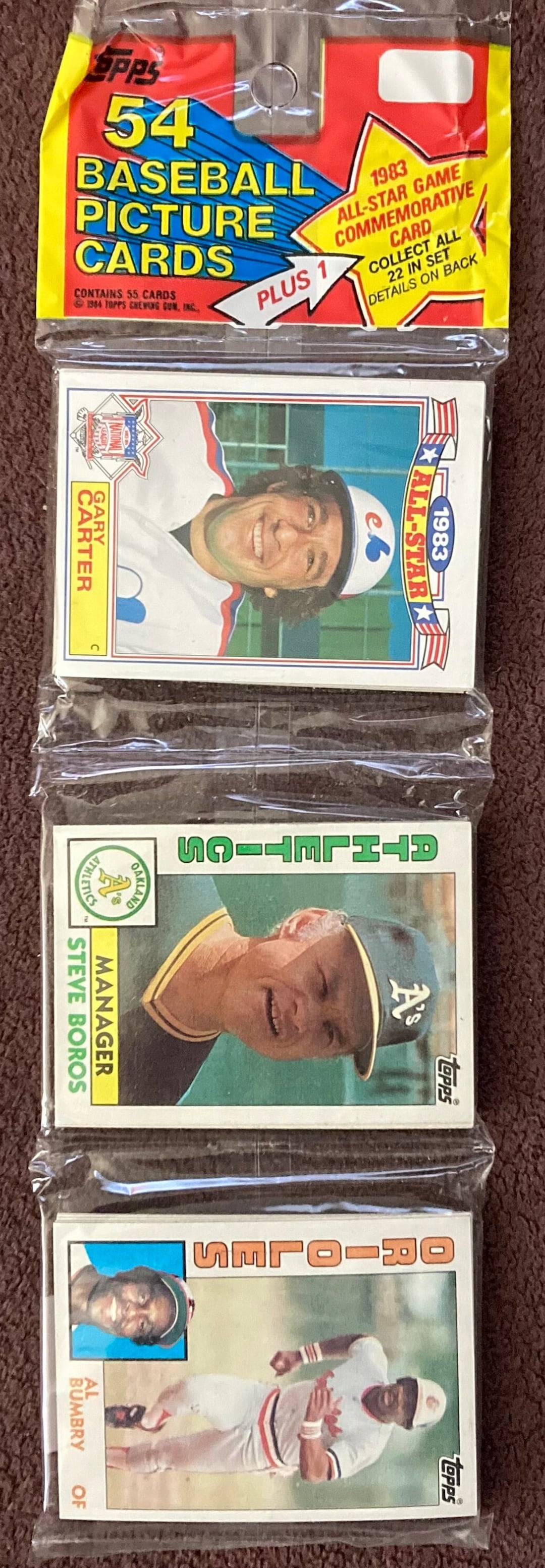 1984 Topps Baseball Unopened Rack Pack. 54 Cards + 1 Special All-star ...