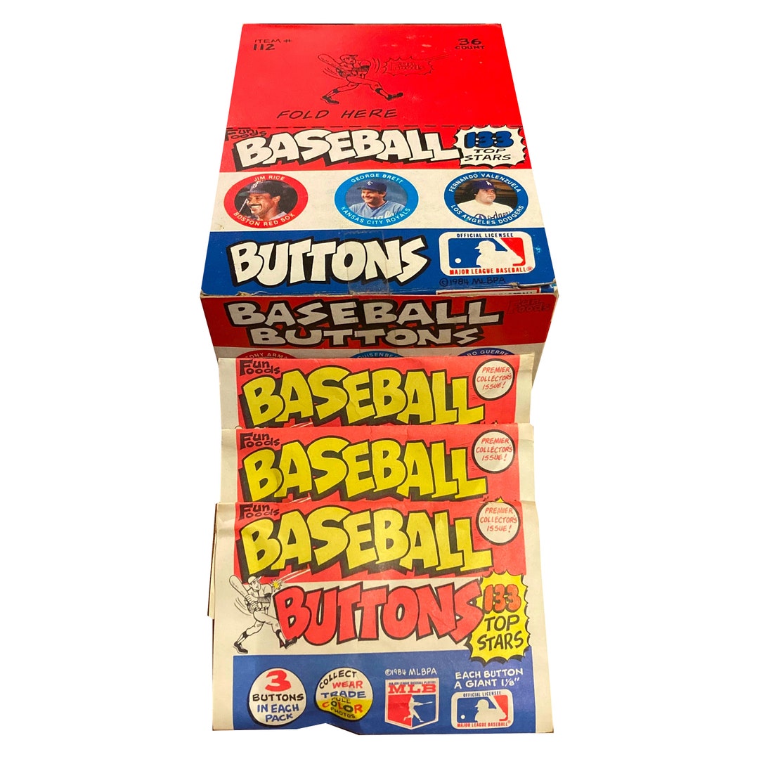 3 Packs of Vintage Baseball Buttons by Fun Foods. 3 Star Player Buttons ...