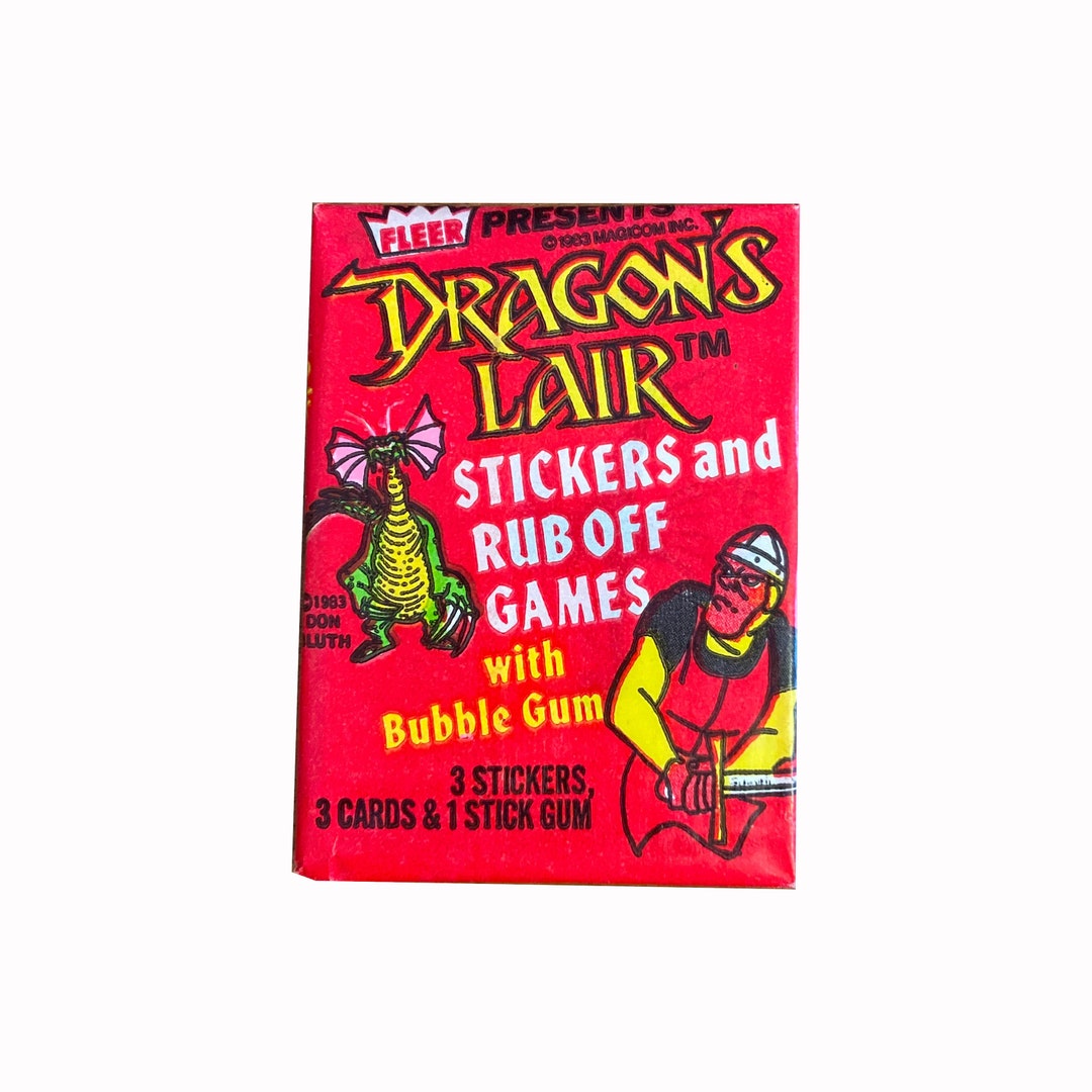 Dragon's Lair Vintage Wax Pack. Contains 3 Stickers + 3 Rub-off Game ...
