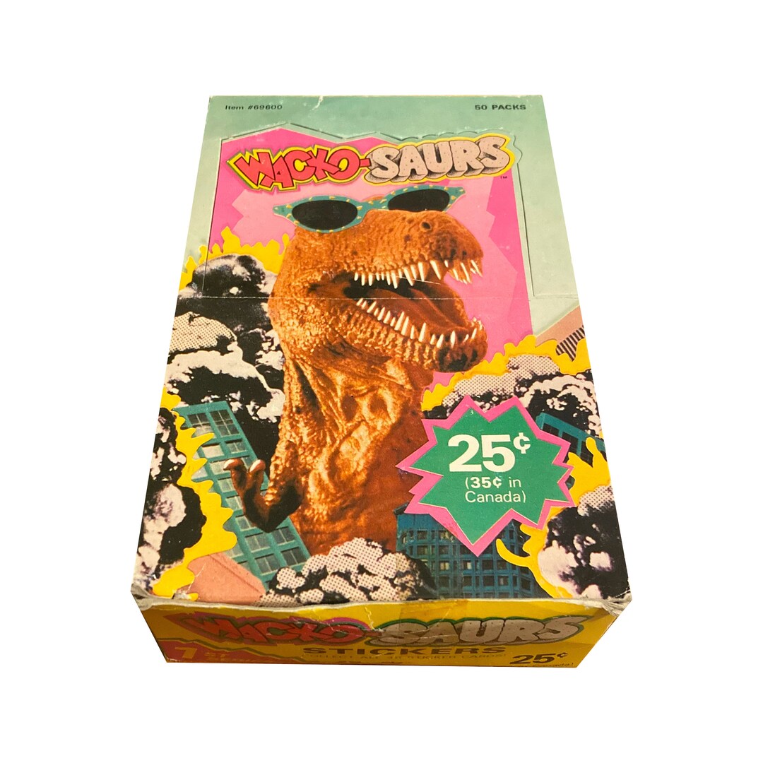 Full Box of Wacko-saurs Vintage Sticker Cards. Wacky Dinosaur Pictures ...