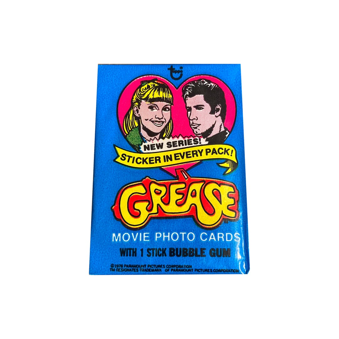 Grease Series 2 Vintage Wax Pack. Movie Photo Cards + 1 Sticker Per