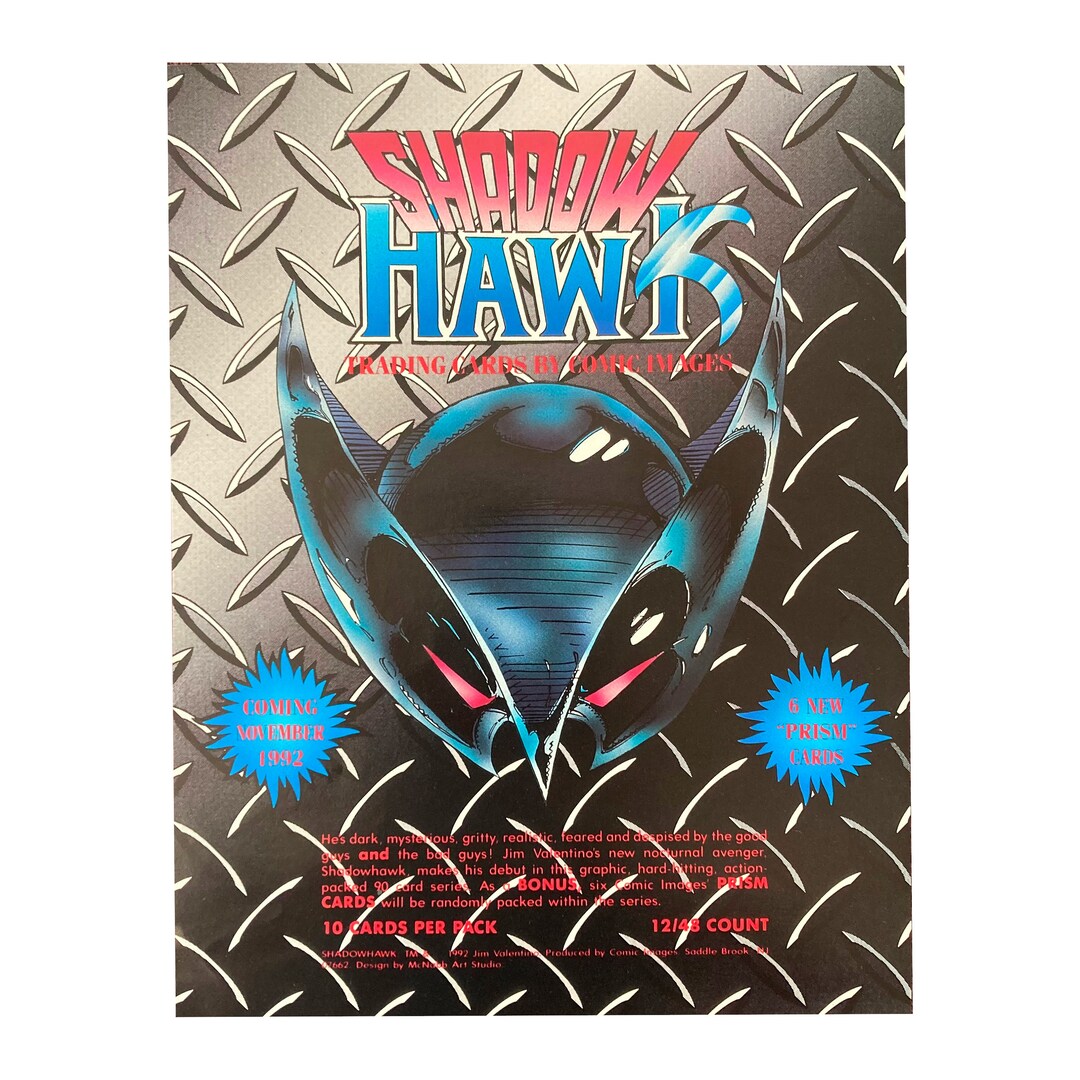 Shadowhawk Vintage Collector Card Sell Sheet. 8.5" X 11" Sheet in Excellent Condition. Rare ...