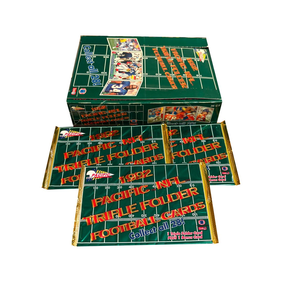 3 Packs of 1992 Pacific Triple Folder NFL Football Cards. 1 Oversize ...