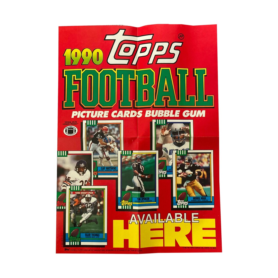 1990 Topps Football Vintage Trading Card Box Topper Promo Poster ...