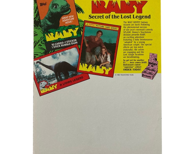 Baby (1980s Dinosaur Movie) Trading Cards Dealer Sell Sheet. 8.5" X 11 ...