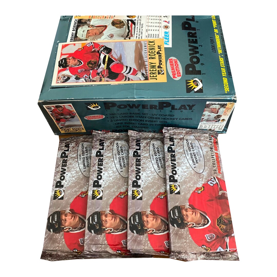 4 Packs of 1993-1994 Fleer Power Play Oversized NHL Hockey Cards. Premiere Edition. 12 Cards per ...